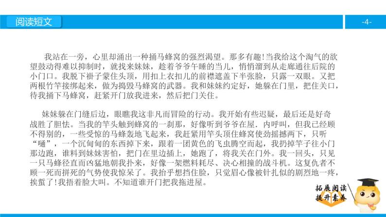 五年级【专项训练】课外阅读：捅马蜂窝（下）课件PPT-教习网|课件下载