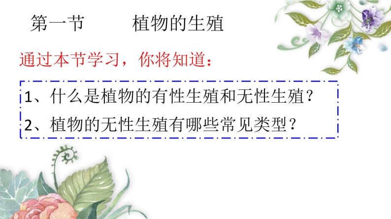 初中生物人教版 新课标八年级下册第一节 植物的生殖授课ppt课件 教习网课件下载