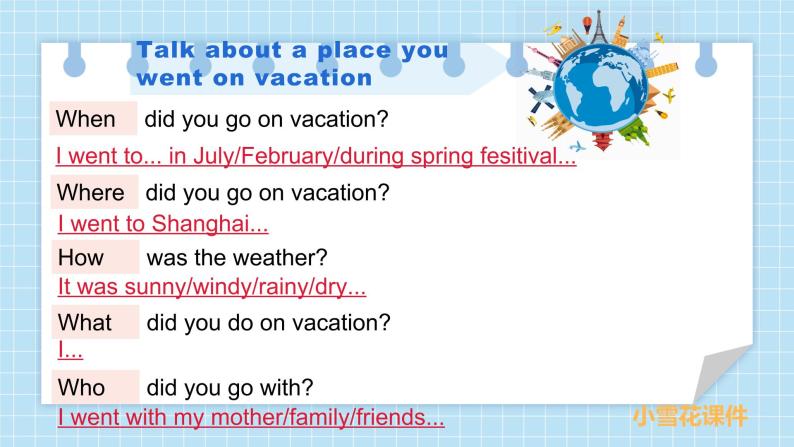 人教新目标 (Go for it) 版八年级上册Unit 1 Where did you go on vacation?Section A说课 ...