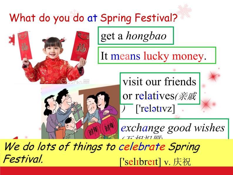 初中英语外研版 (新标准)七年级上册Module 10 Spring FestivalUnit 2 My mother’s cleaning ...