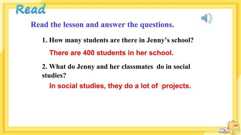 初中英语冀教版七年级下册Lesson 14 Jenny's School Life评优课课件ppt-教习网|课件下载