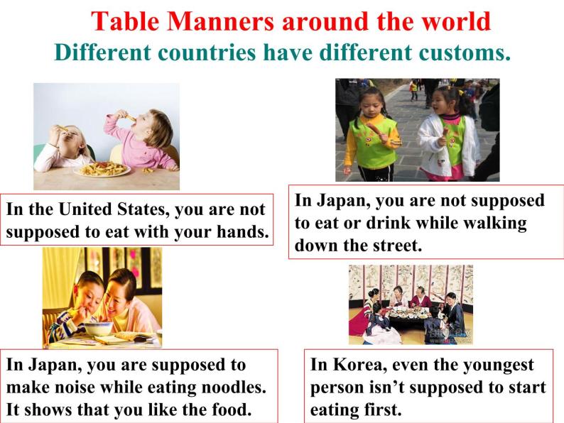 9年级人教版全一册 Unit 10 You're supposed to shake hands. 课件1-教习网|课件下载