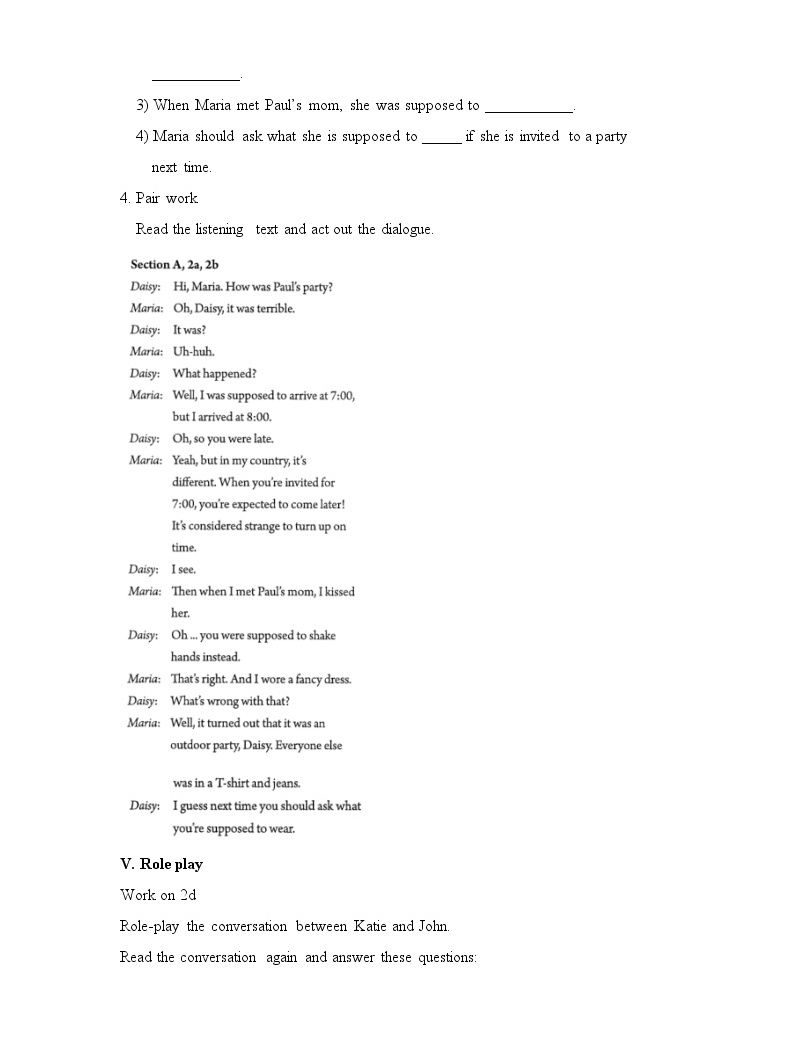 Unit 10 You're supposed to shake hands.教案-教习网|教案下载