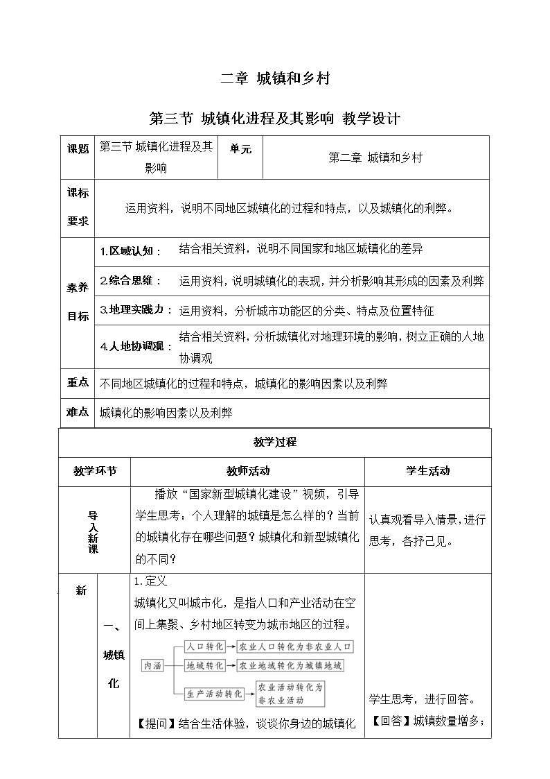 高中湘教版 2019第二章 城镇和乡村第三节 城镇化进程及其影响教学课件ppt 教习网课件下载