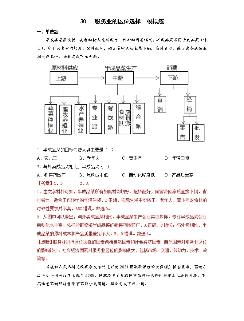【备战2023高考】地理考点全复习——30《服务业的区位选择》精选题(含解析)(新教材新高考) 教习网试卷下载