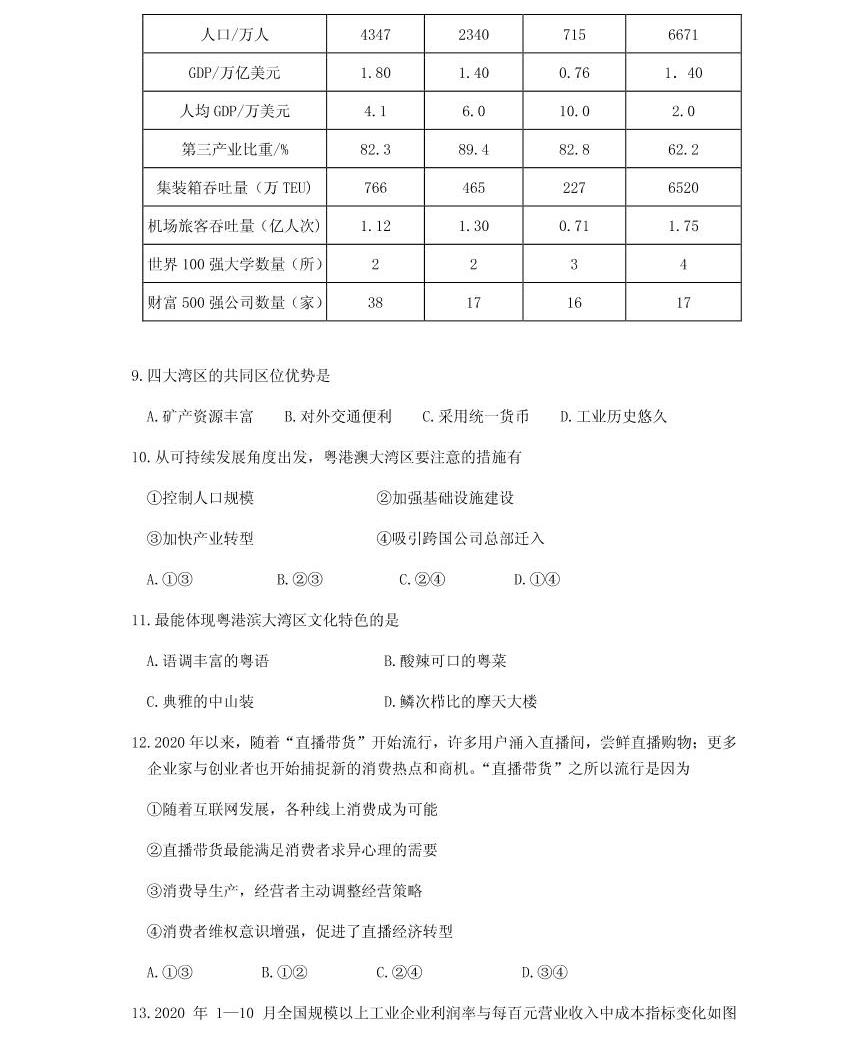 2021届陕西省宝鸡市高三上学期高考模拟检测（一）文综试题 PDF版-教习网|试卷下载