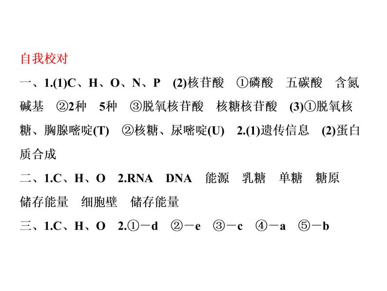 生物人教版大一轮复习课件：第4讲遗传信息的携带者——核酸 细胞中的糖类和脂质 教习网课件下载