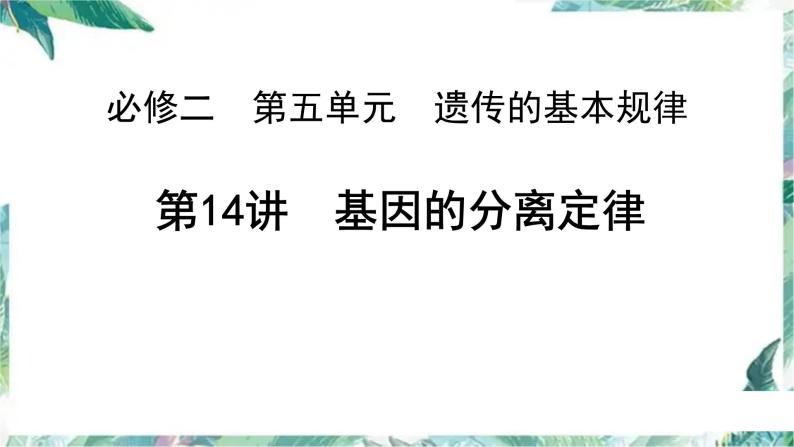 基因的分离定律一轮复习 优质课件 教习网课件下载