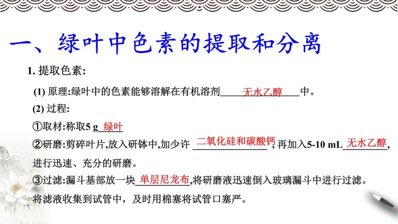 高中生物一 捕获光能的色素和结构教学课件ppt 教习网课件下载
