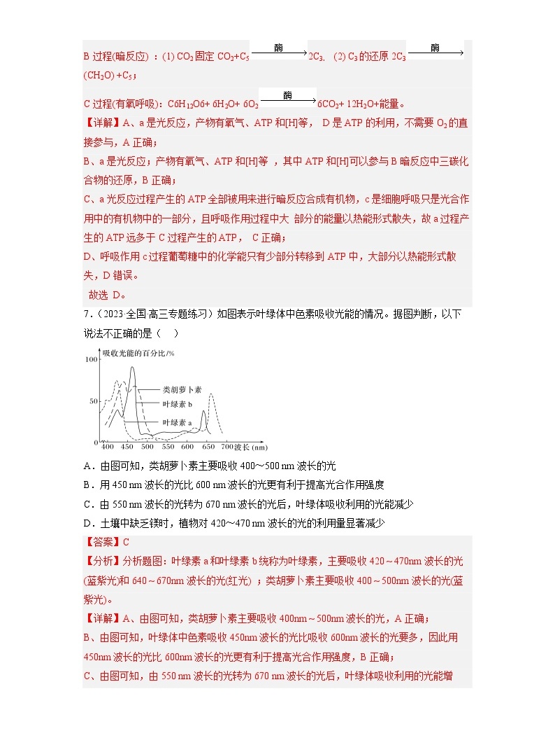 2023年高考生物二轮复习试题(全国通用)04细胞的能量供应和利用(word版附解析) 教习网试卷下载