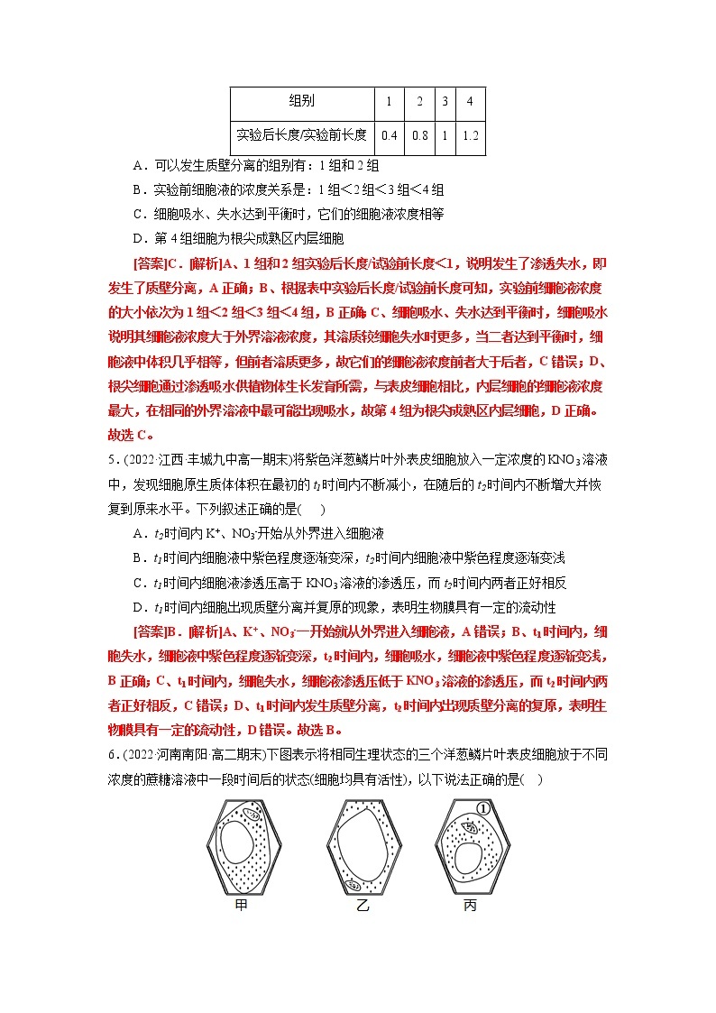 第4章 细胞的物质输入和输出（b卷·能力提升练） 【单元测试】2022 2023学年高一生物分层训练ab卷（2019人教版必修1） 教习网试卷下载