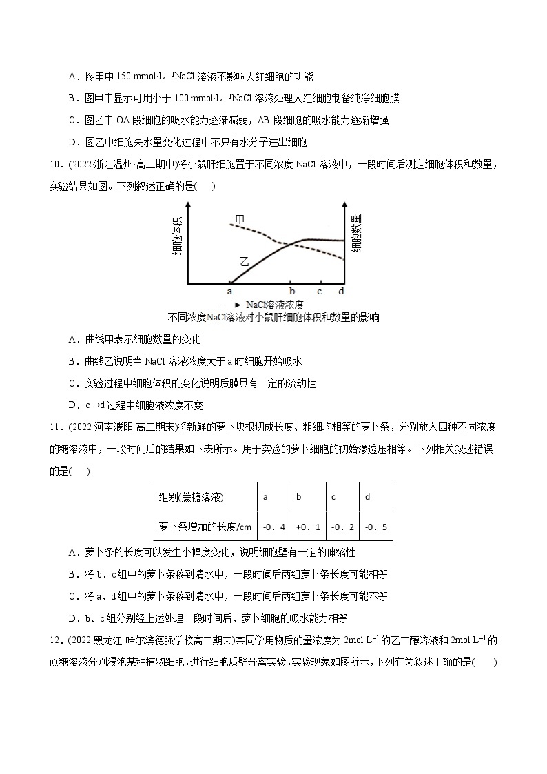 第4章 细胞的物质输入和输出（b卷·能力提升练） 【单元测试】2022 2023学年高一生物分层训练ab卷（2019人教版必修1） 教习网试卷下载
