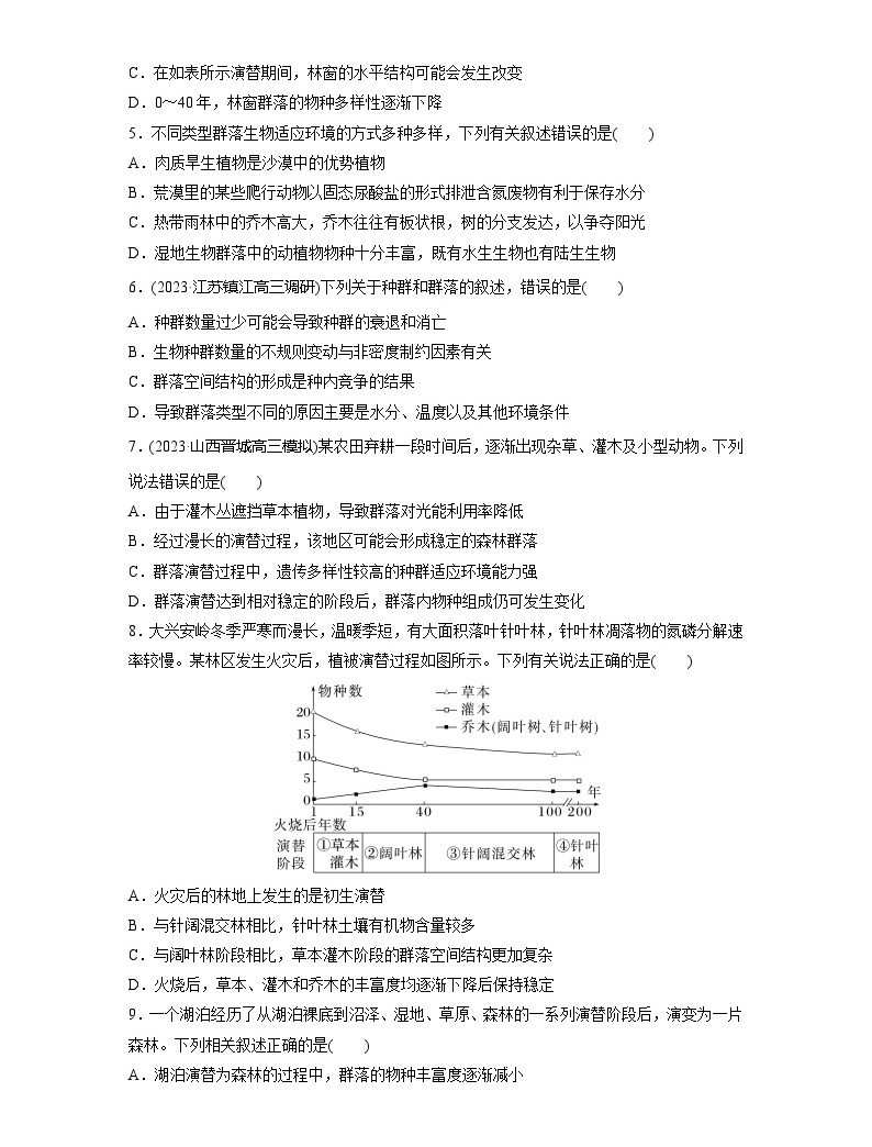 2024届高三生物一轮复习基础夯实练51:群落的主要类型及演替 教习网试卷下载