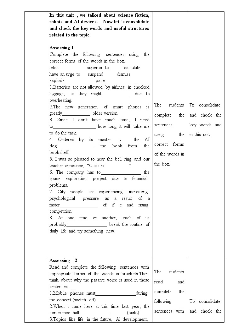 Unit 1 science fiction Period 6 Assessing and project 课件+教案-教习网|课件下载