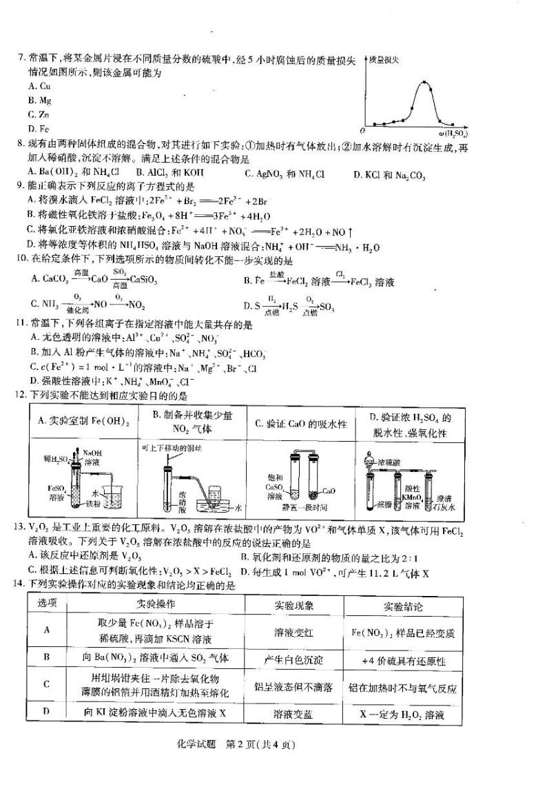 2020 2021学年河南省天一大联考高一上学期期末考试 化学 Pdf版 教习网 试卷下载