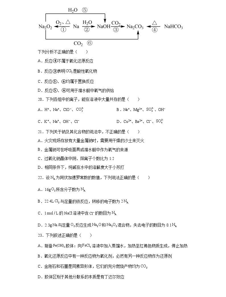 天津市2022-2023学年高一上学期期中阶段检测化学试卷（含解析）-教习网|试卷下载