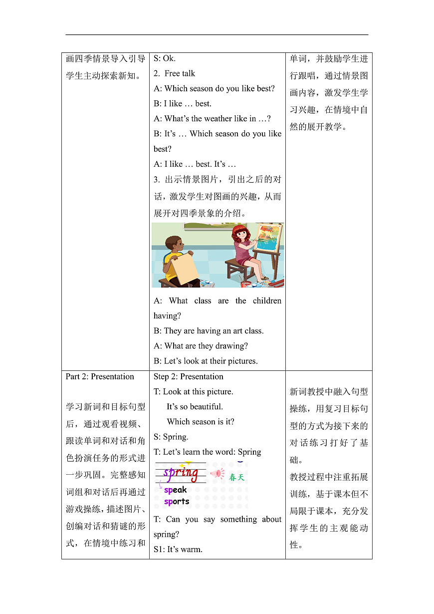 人教PEP版英语五下 Unit 2《My favourite season》Part A Let's learn & Read and match 课件+教案+分层练习+学习任务单-课件下载-教习网