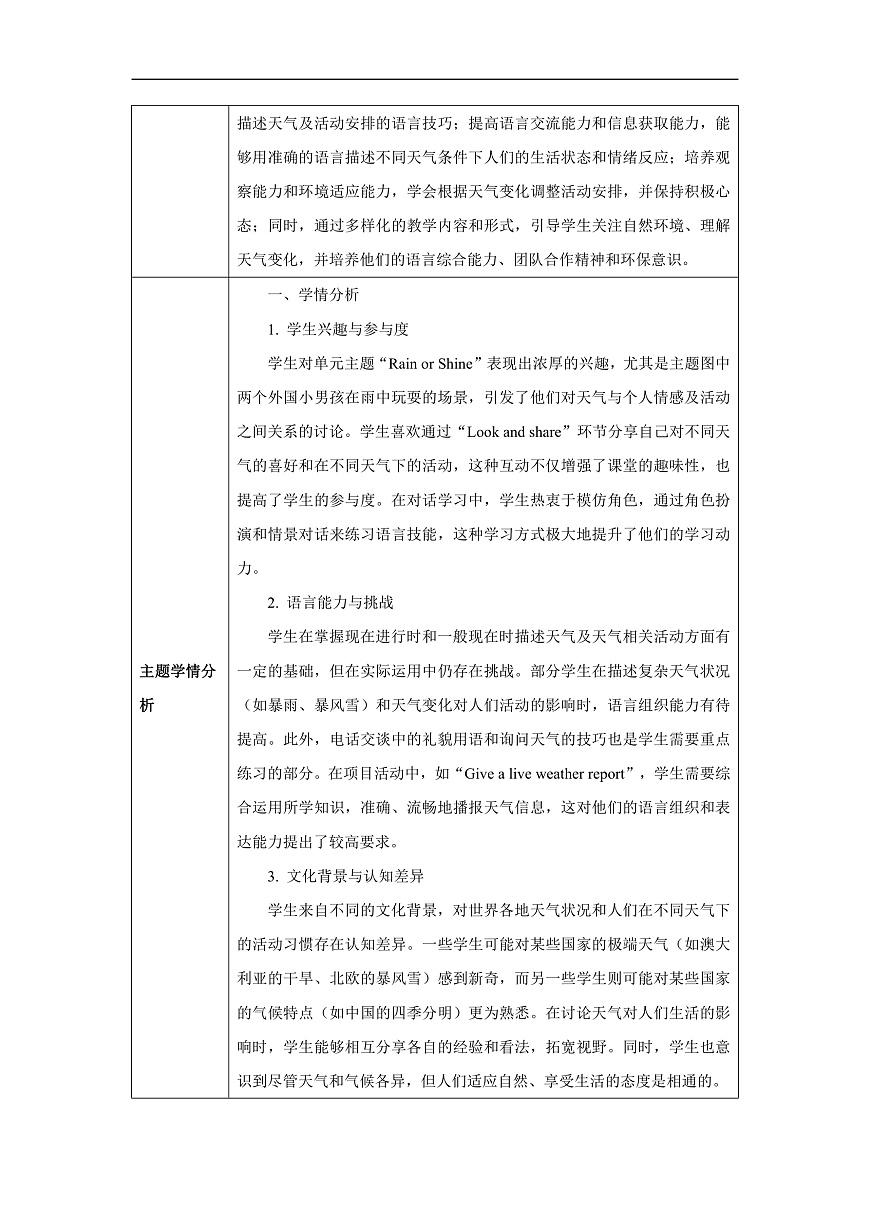 人教版（2024）七年级下册（2024）Unit 6 Rain or Shine教学设计-教案下载-教习网