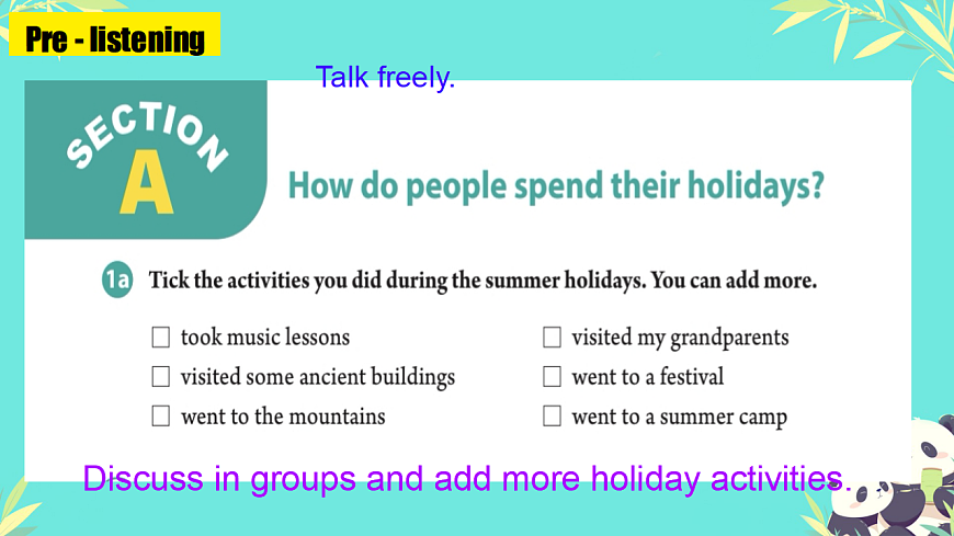 Unit 1 Happy Holiday Section A 1a-1d （课件） 人教版八年级英语上册-课件下载-教习网
